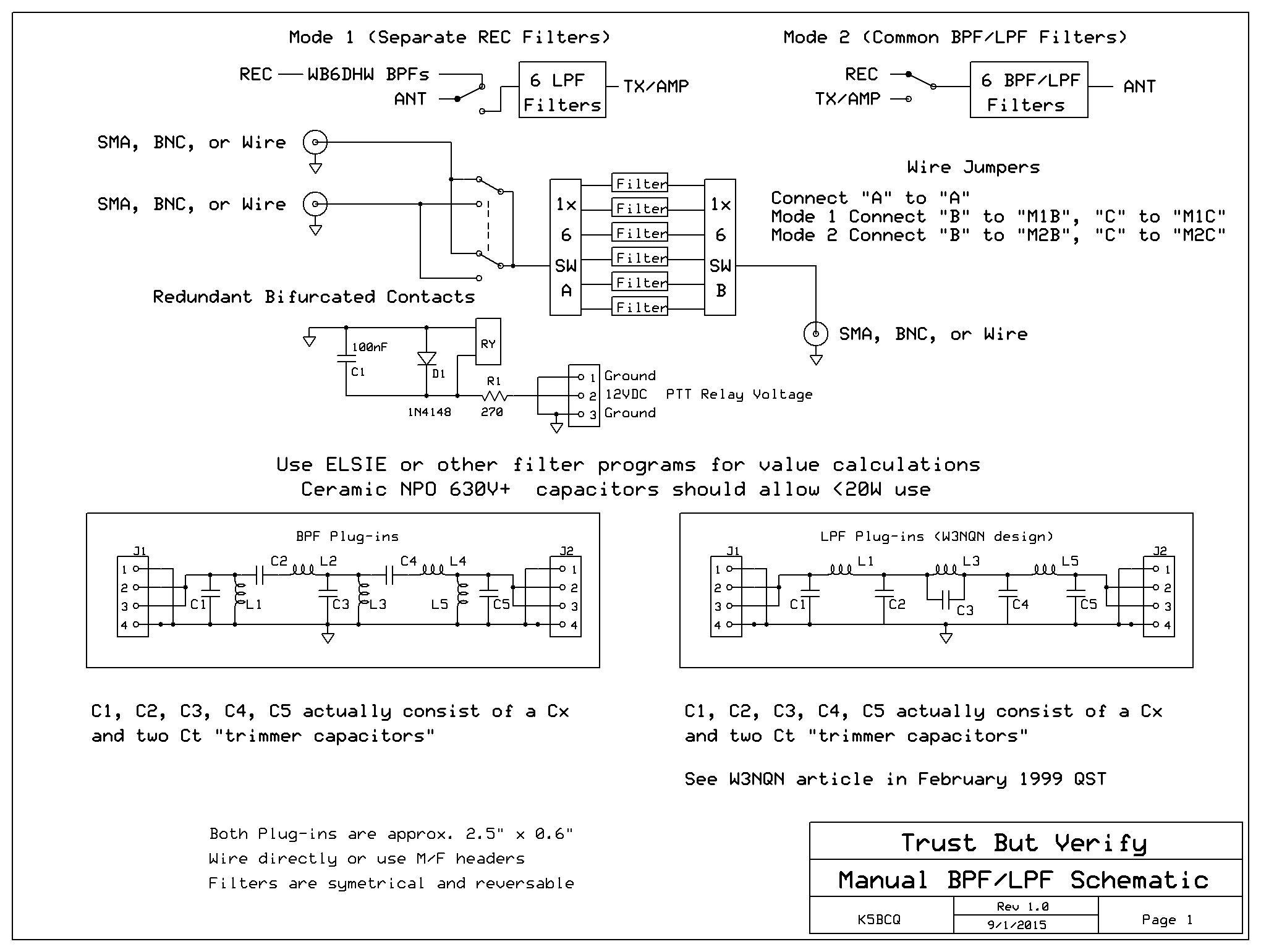 Manual BPF-LPF Switch Board V2.0 Schematic