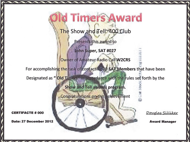 old timers TWO certificate