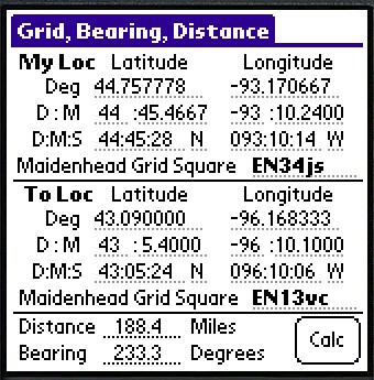 Grid Loc -- Grid, Bearing, and Distance for the Palm